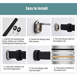 Wall Mounted Aluminum Closet Bar for Hanging Clothes 24 28 30 34 36 38 40 46 50 Inch Long, Detachable Clothes Hanging Rod Pole Wardrobe Storage Clothing Organizer Rack System Kit (Color : Silver, Si