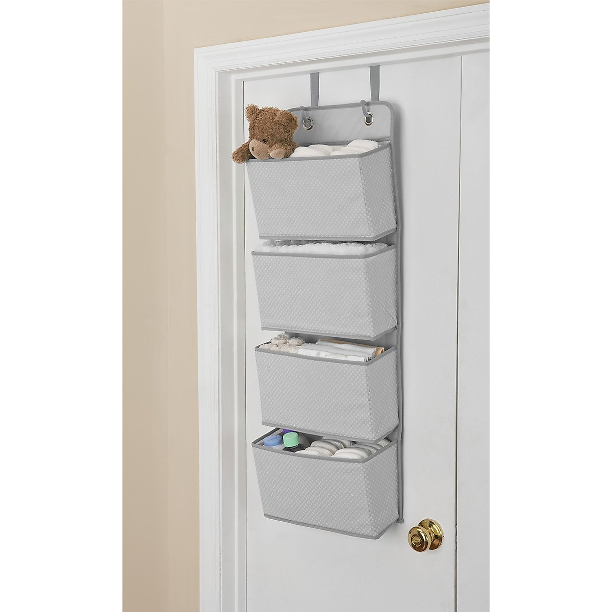 Delta Children 4 Pocket Over The Door Hanging Organizer, Dove Grey , 36x13x3.5 Inch (Pack of 1)