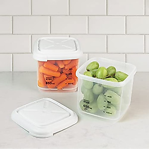 carrotez Stackable Food Storage Containers with Airtight lids, Meal Prep Containers, Portion Control Containers with labels, 16oz, Reusable, Pack of 2