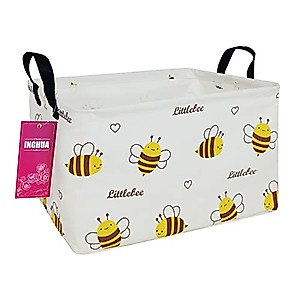 INGHUA Rectangular Storage Basket Fabric Organizer Bin for Toys,Books,Clothes,Gifts,Pets-Perfect for Home,Office,Nursery,Dorm,Shelf(Rec-Bee)