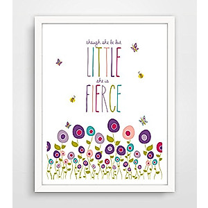 Children's Wall Art/Nursery Decor Though She Be But Little She is Fierce by Finny and Zook - 8x10 inch print ** FRAME NOT INCLUDED