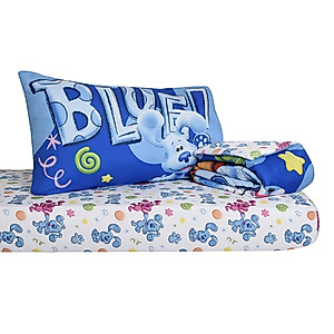 Expressions 3 Piece Toddler Bedding Set Blue's Clues Standard Crib Bedding Set, Includes Soft Microfiber Reversible Comforter, Fitted Sheet, Pillowcase for Kids (Official Blue's Clues Product)
