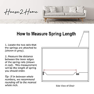 House2Home 15" Couch Spring Repair Kit to Fix Sofa Support for Sagging Cushions - Includes 2pk of Springs, Upholstery Spring Clips, Seat Spring Stay Wire, Screws, and Installation Instructions