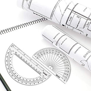 eBoot Plastic Protractor Protractor 180 Degrees, 4 Inch and 6 Inch, Clear, 2 Pieces