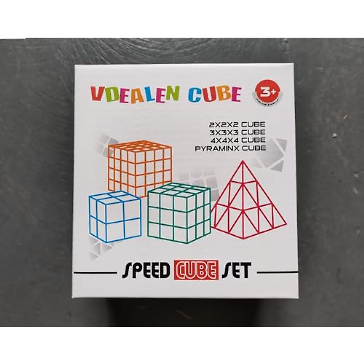 Vdealen Speed Cube Set, Puzzle Cube Bundle of 2x2x2 3x3x3 4x4x4 Pyramid Magic Cube Set, Birthday Party Christmas Stocking Stuffers Gift for Kids Teens Adults(Carbon Fiber Sticker)
