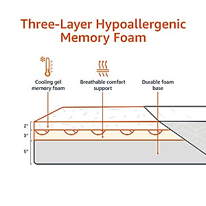 Amazon Basics Cooling Gel-Infused, Medium-Firm Memory Foam Mattress, CertiPUR-US Certified - Queen Size, 12 Inch