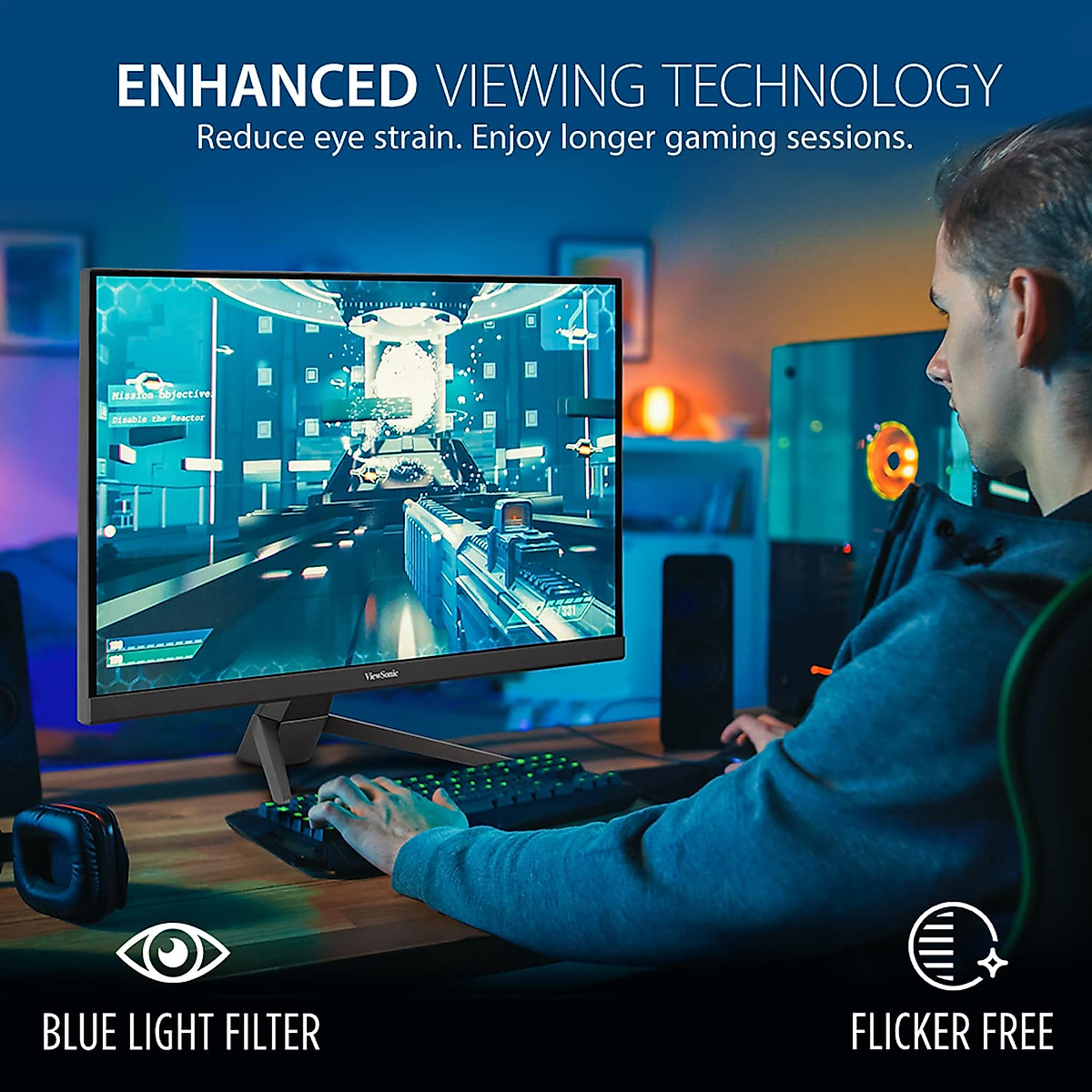 ViewSonic VX2767-MHD 27" 1080p Gaming Monitor w/ 100Hz, 1ms, FreeSync, Eye Care, HDMI, VGA, DP (Renewed)