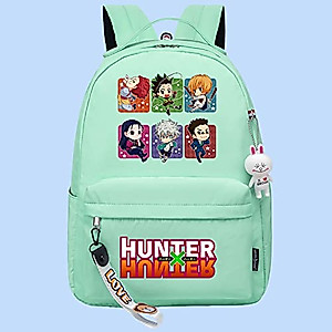 Anmie Hunter X Hunter Backpack Gon for Girls Boys Killua Leorio Kurapica Hxh Lightweight Travel Schoolbag for Unisex (A01,40 * 31 * 15)