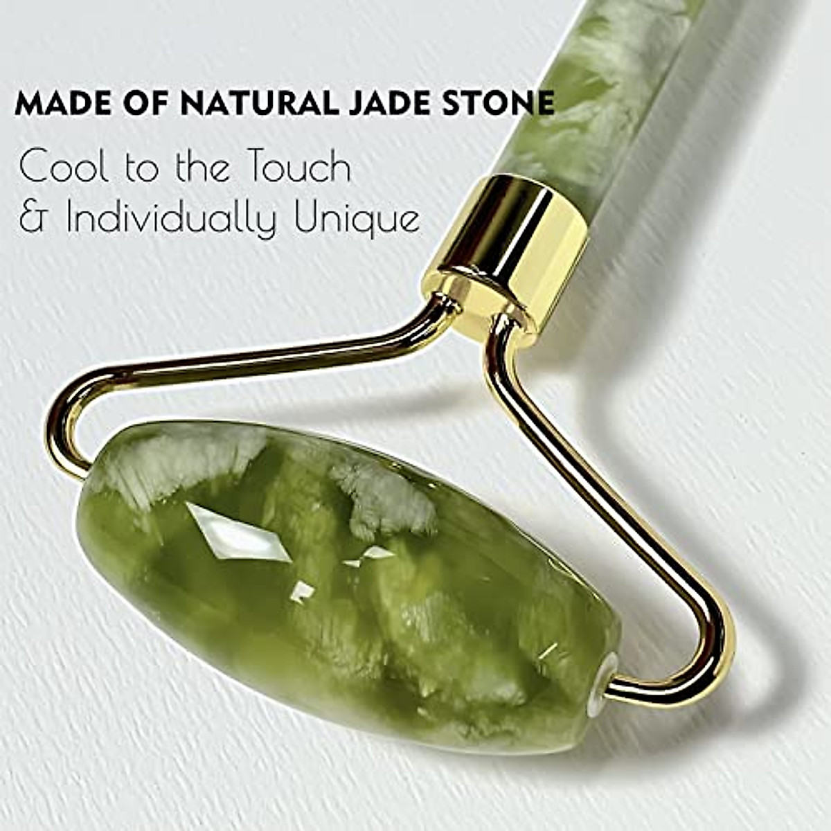 Face Roller Natural Jade Roller For Face - Gua Sha Facial Tool - Aging Wrinkles,Puffiness Facial Skin Care Product Massager - Premium Authentic Jade Stone (Jade Roller+Gua Sha)