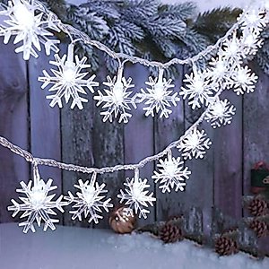 KAILEDI Christmas Lights, 19.6 ft 40 LED Snowflake String Lights Battery Operated, 2 Modes Waterproof Fairy Lights for Xmas Party Garden Patio Bedroom Decor Indoor Outdoor