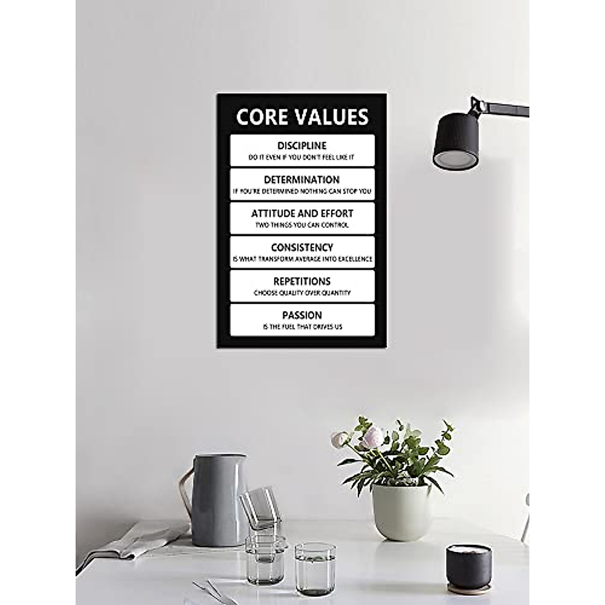 Core Values Quote Motivational Wall Art for Office Inspiration Poster Inspirational Canvas Painting Prints Wall Pictures for Living Room Home Decor Framed Artwork [12''W x 18''H], 12x18 Inch