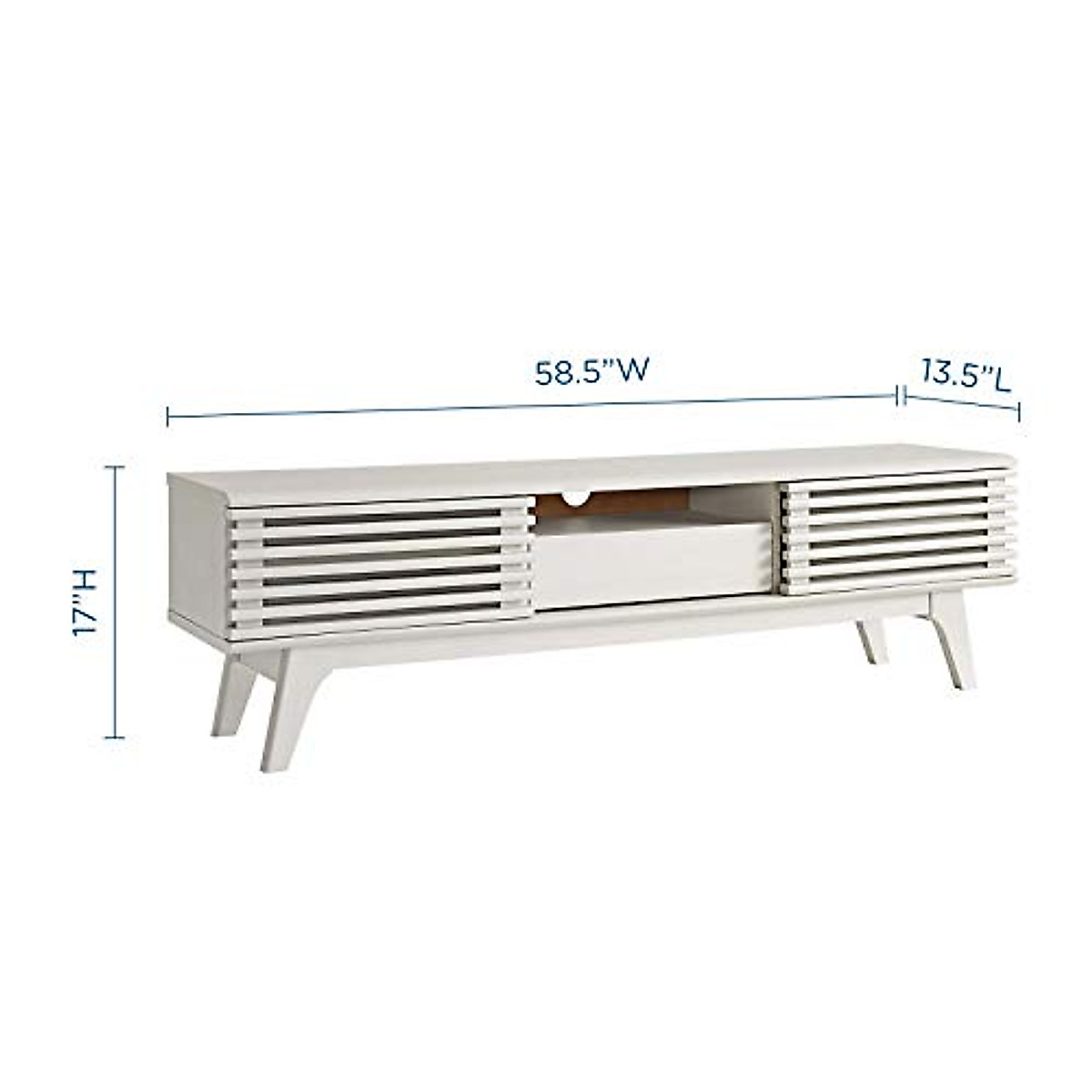 Modway Render Mid-Century Modern Low Profile 59 Inch TV Stand in White