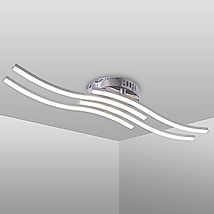 Goeco 4-Light Modern Ceiling Light 24W 2200LM LED Ceiling Light Fixture Neutral White 4000K Curved Design Flush Mount Ceiling Lamp for Hallway, Kitchen, Bedroom, Living Room 110V(Natural White)