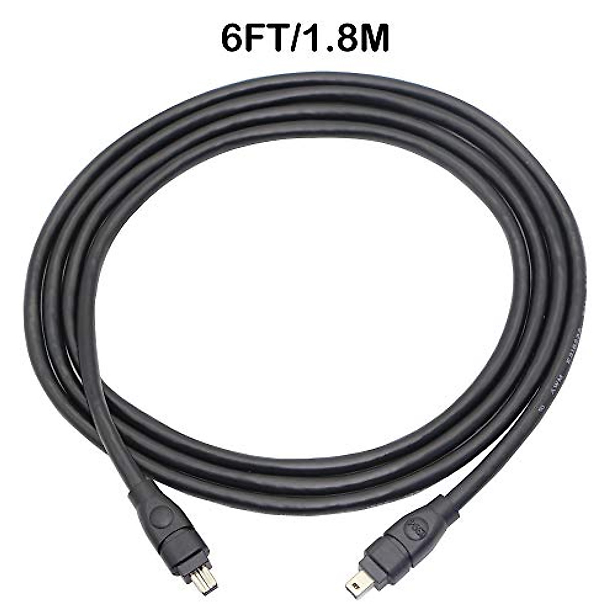 GINTOOYUN FireWire 400 Cable Cord 4 Pin to 4 Pin Male to Male iLink DV Cable Firewire 400 IEEE 1394 Cord for Computer Laptop PC to Camcorder - 6 Feet Black