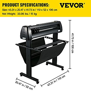 VEVOR Vinyl Cutter 34Inch Bundle, Vinyl Cutter Machine Manual Vinyl Printer LCD Display Plotter Cutter Sign Cutting with Signmaster Software for Design and Cut,with Supplies, Tools