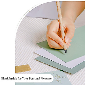 Gold Foil Thank You Cards - Bulk Pack of 40, 5x3.5 Inch with Matching Stickers & Envelopes (Green) Textured Surface for a Unique Feel - Suitable for Baby Shower, Wedding, Small Business, Graduation