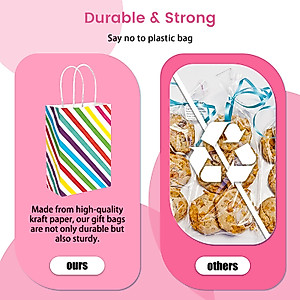 Shindel 32PCS Rainbow Gift Bags, Colorful Paper Bags Goodie Bags with Handles, 5.5"x2.8"x8" Party Favor Bags for Graduations, Baby Showers, Birthdays and Party Supplies