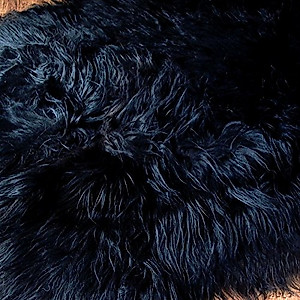 Shaggy Mongolian Sheepskin Faux Fur Throw Blanket Luxury Faux Fur Black Shag Minky Cuddle Fur Lining (5'x6')