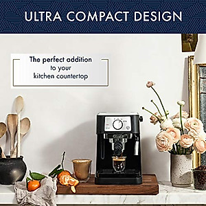 De'Longhi Stilosa Manual Espresso Machine, Latte & Cappuccino Maker, 15 Bar Pump Pressure + Milk Frother Steam Wand, Black / Stainless, EC260BK, 13.5 x 8.07 x 11.22 inches