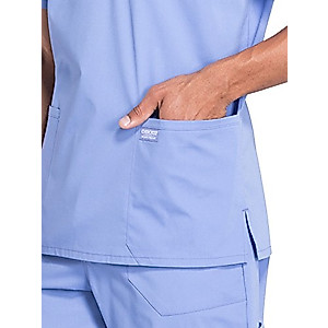 Cherokee Scrubs for Men Workwear Professionals V-Neck Four-Pocket Scrub Top WW695, XL, Ciel Blue