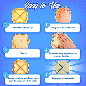 Sandwich Cutters for Kids - Great for Toddler Lunch Box and Containers - Bento Box Accessories and Uncrustable sealer - For Boys and Girls Kids Lunch - Includes Food Picks Vegetable and Fruit Cutter