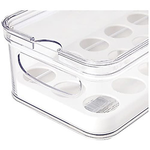 iDesign 18, Stackable BPA- Plastic Eggs, Portable Storage Box for Fridge or Kitchen Cupboard, Clear/White, 32.3 cm x 16.1 cm x 9.9 cm
