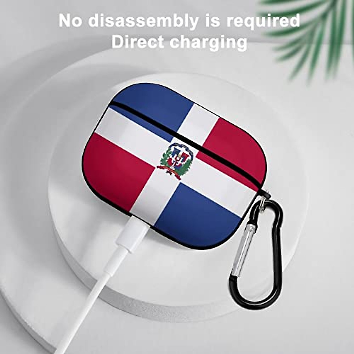 Haeyev Compatible with Airpod Pro Case Cover Dominican Flag Hard Case Design with Keychain Suitable for Boys Girls Mens Womens Black-style-14, One Size