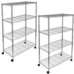 YSSOA HealSmart 4-Tier Heavy Duty Storage Shelving Unit,Chrome,35.43" D x 17.72" W x 65.35" H, 2 Pack