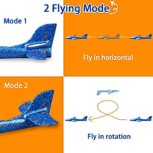 Airplane Toys Foam Aeroplane Activities Glider Planes Launcher Flying Led Light Catapult Games Kit Outdoor for Boys Girls Kids 3 4 5 6 7 8 Year Olds age 4-10 Presents Birthday 3 Pack