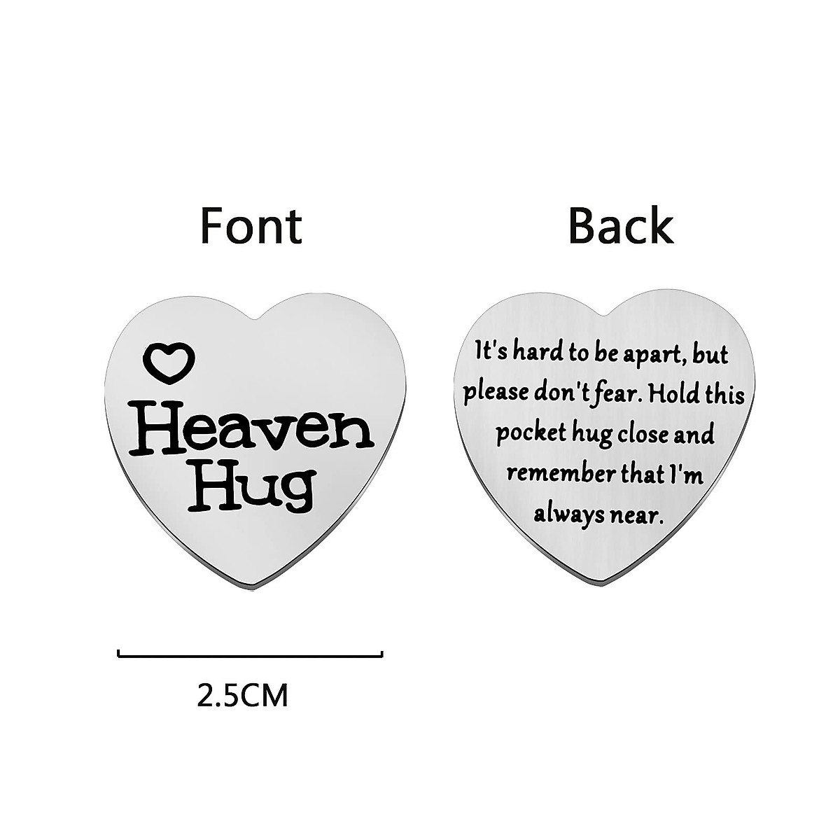 BLEOUK Pocket Hug From Heaven Pocket Token Condolences Bereavement Gift Keepsake Jewelry (hard to be apart)