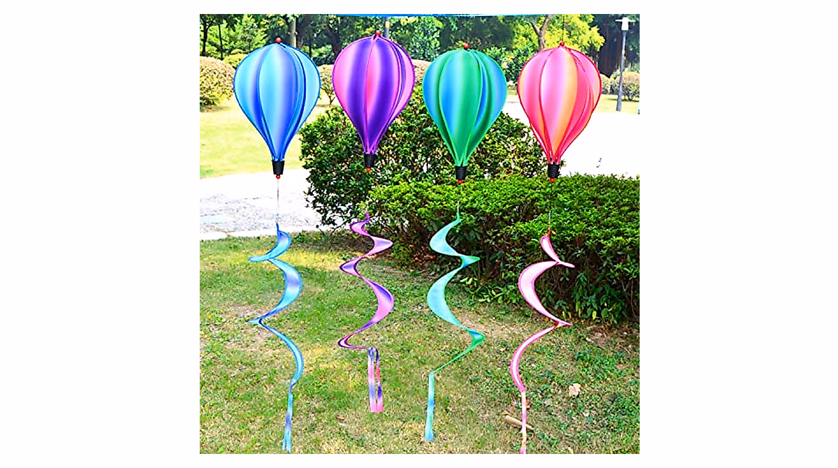 4PCS Hot Air Balloon Wind Spinners Outdoor Hanging Pinwheels Whirligigs ...