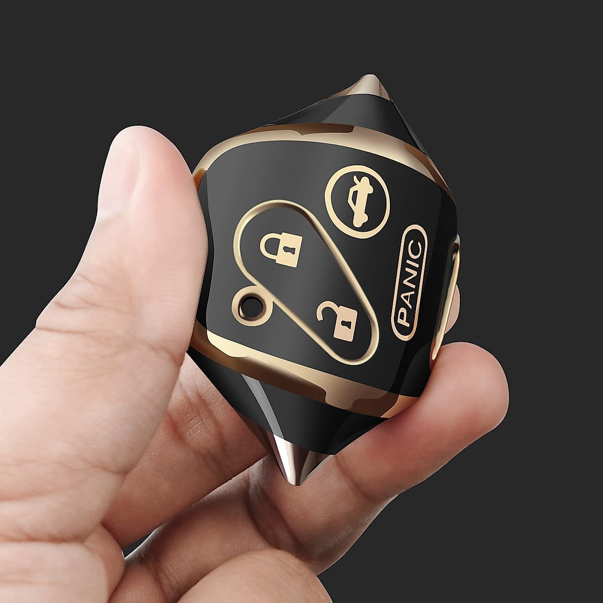 Bqepe for Honda Key Fob Cover Keychain Fit for Accord Crosstour Civic CR-V Pilot Element Smart Key Shell Case (Black)