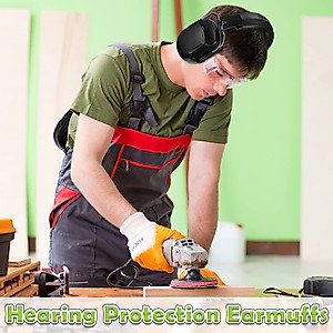 4 Pack NRR 28dB Safety Ear Muffs, Foldable Noise Reduction Safety Ear Protection Adult Noise Cancelling Earmuffs for Shooting (Red and Black)