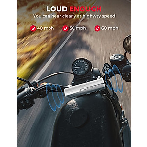 KEMIMOTO Motorcycle Speaker, ATV Motorcycle Stereo Speaker, Waterproof Motorcycle Radio Sound Bar 0.7-1 in, 60 Watts Max Built-in Amplifier, AUX in, USB, Bluetooth-Compatible, FM Radio, Silver