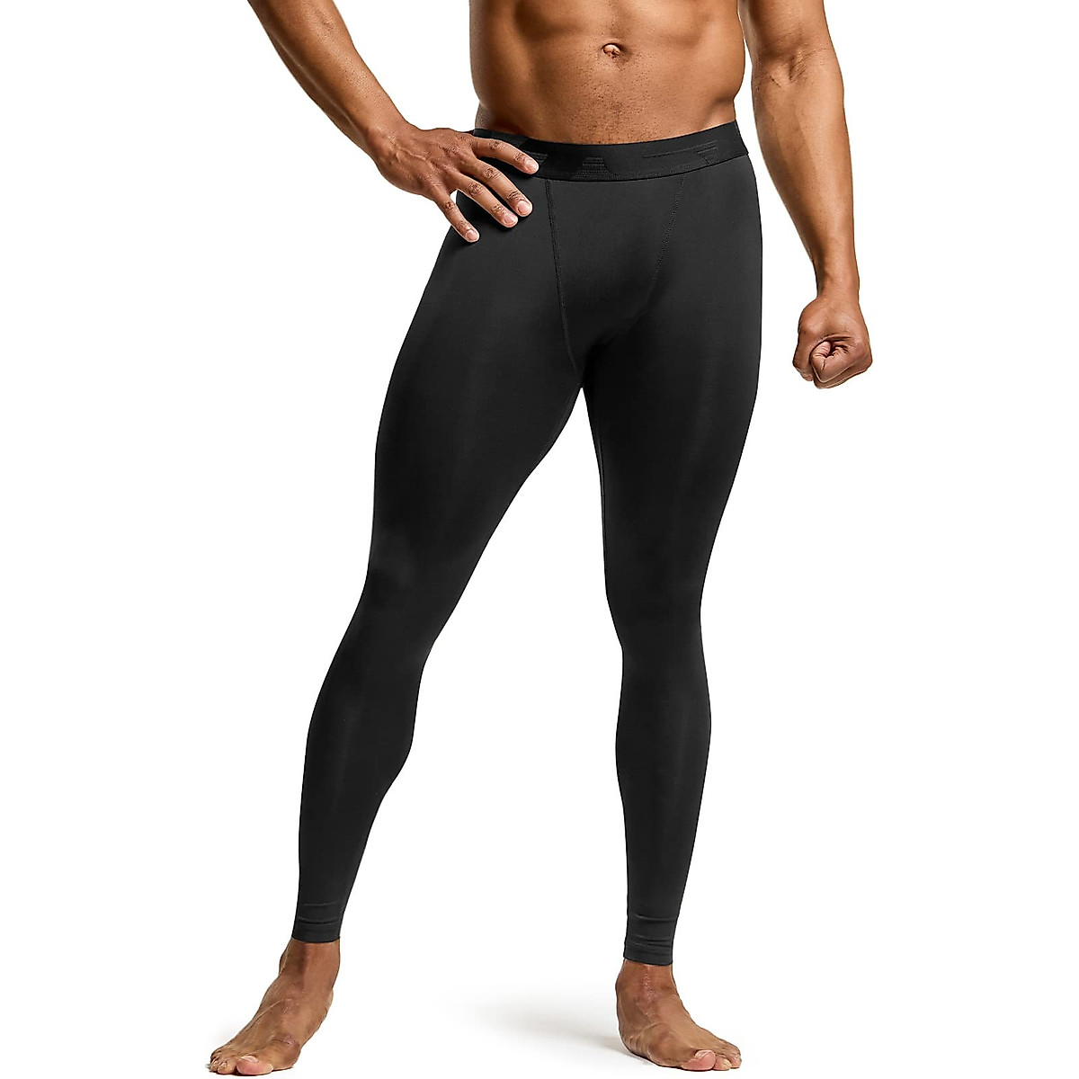 TSLA Men's Compression Pants, Cool Dry Athletic Workout Running Tights Leggings with Pocket/Non-Pocket, Hyper Control Pants Black, Large