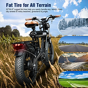 ACTBEST Electric Bike for Adults - Electric Dirt Bike with 2000W Motor, 960Wh Removable Battery, 20" x 4.0 Fat Tires E Motorcycle with Dual Suspension & Hydraulic Brakes, 7-Speed, 32MPH