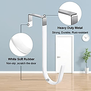 6 Pack Over The Door Hooks, Sturdy Metal Single Over Door Hooks, White Door Hanger Hook Door Hooks for Hanging, Towels, Clothes, Bathroom, Hold Up to 7Lbs