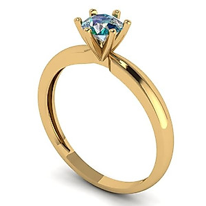Clara Pucci 0.50 ct Round Cut Solitaire Stunning Blue Moissanite Bridal Designer Anniversary Engagement Ring in 14k yellow Gold SZ 11