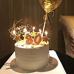 Dollet Pink Crown Candle Numbers with Gold Glitter Birthday Candle Cake Topper for Birthday Anniversary Parties, Number 3