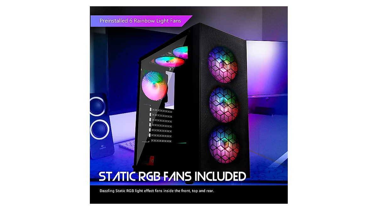 Raidmax X921 Mesh Airflow and Tempered Glass Gaming PC Case with Fans ...