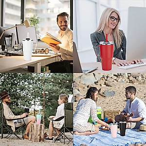 Sursip 50 oz Insulated Tumbler with Screw Lid - Stainless Steel Vacuum Insulated Cup with Straw and Handle, Keeps Drinks Cold up to 24 Hours - Sweat Proof, Leak Proof, Dishwasher Safe (Pink)