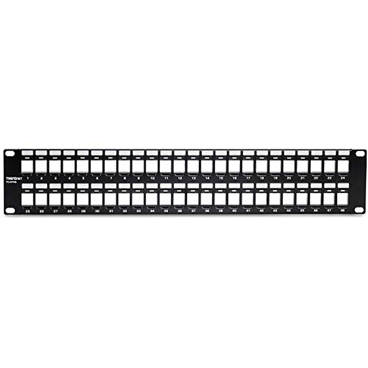 TRENDnet 48-Port Blank Keystone 2U HD Patch Panel, TC-KP48, 2U 19” Metal Rackmount Housing, HD Keystone Network Patch Panel, Recommended w/TC-K25C6 & TC-K50C6 Cat6 Keystone Jacks (Sold Separately)