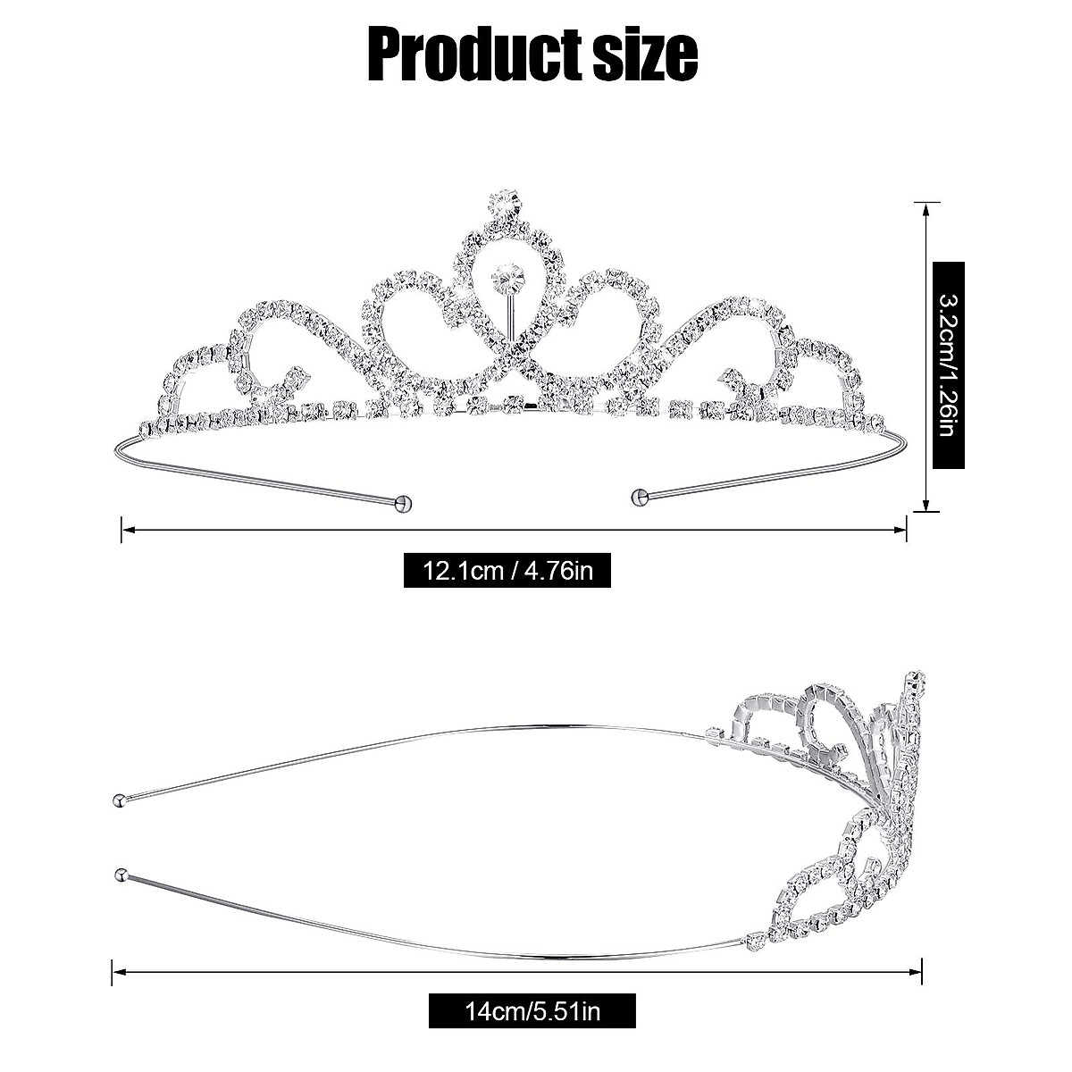 8 Pieces Girls Princess Tiara Crown Rhinestones Tiara Headband Crystal Toddler Crown for Wedding Birthday Crown Party (Vintage Style,Alloy, Rhinestones)