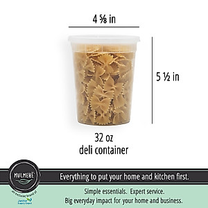 MULMEHË Heavy Duty Deli Containers with Lids, Clear, 32 oz, 24 Pack