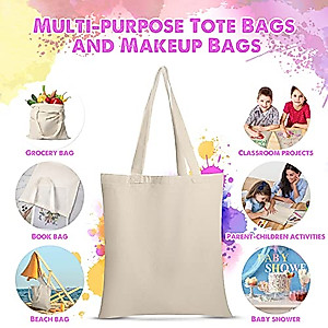 24 Pieces Canvas Tote Bags, Blank Plain Canvas Bag Lightweight Reusable Grocery Shopping Cloth Bags with Handles for DIY Crafting and Decorating,13 Inch W x 15 Inch H