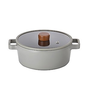 Neoflam FIKA 2.7QT 22cm Mid Night IH Stock Pot with Glass Lid, Full Induction Heating