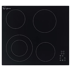 Empava 24" Electric Radiant Cooktop 4 Burners Stove Top with 1-99 Minutes Timer and 9 Heating Levels Smooth Glass Surface in Black, 24 Inch