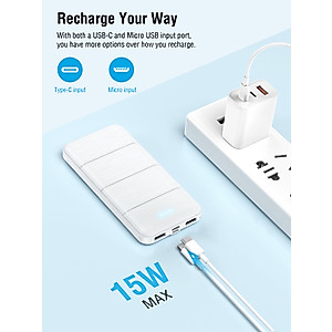 LOVELEDI Portable-Charger-Power-Bank - 15000mAh Dual USB Power Bank Output 5V3.1A Fast Charging Portable Charger Compatible with Smartphones and All USB Devices(White)