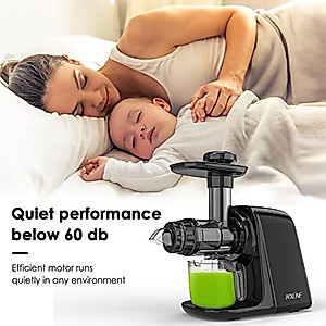 Juicer Machines, NXONE Cold Press Juicer for Vegetable and Fruit, Slow Masticating Juicer with 3 Speed Modes, Slow Juicer with Quiet Motor & Reverse Function, Easy to Clean with Brush, Black