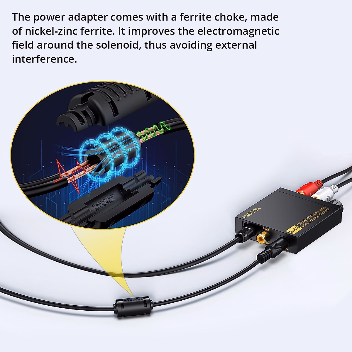 PROZOR DAC Converter 192Khz Digital to Analog Audio Decoder with Volume Control Support 5.1CH DTS Dolly-AC3 Coaxial SPDIF Toslink Optical to RCA Adapter for HDTV Blu-ray DVD PS3 Home Cinema System